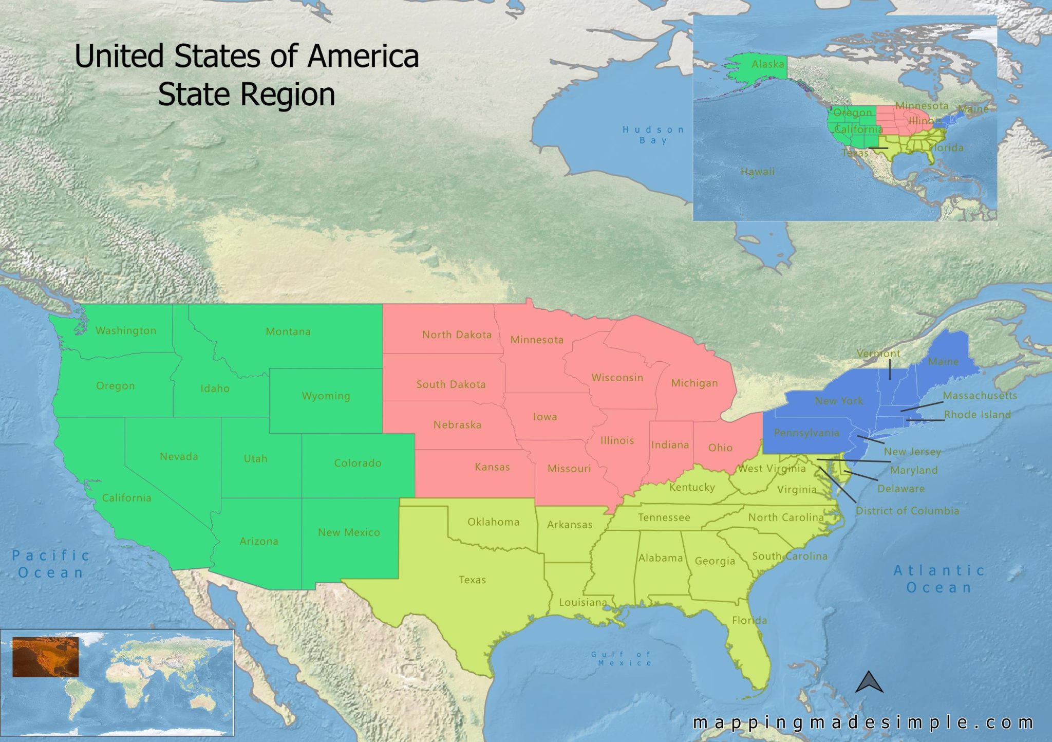 Maps of the USA Regions - Mapping Made Simple